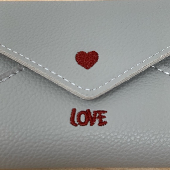 Bags | Love Heart Grey Envelope Wallet | Poshmark